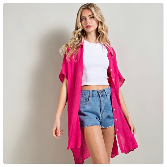 A Girl Thing | Tops | New 2 Start 99 Solid Button Down Loose Fit Long ...